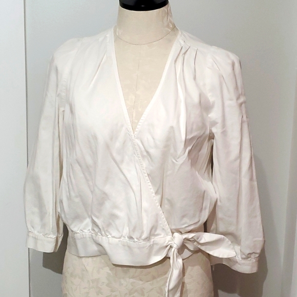 Madewell | Tops | Madewell Pleated Crossover Blouse With Side Tie ...